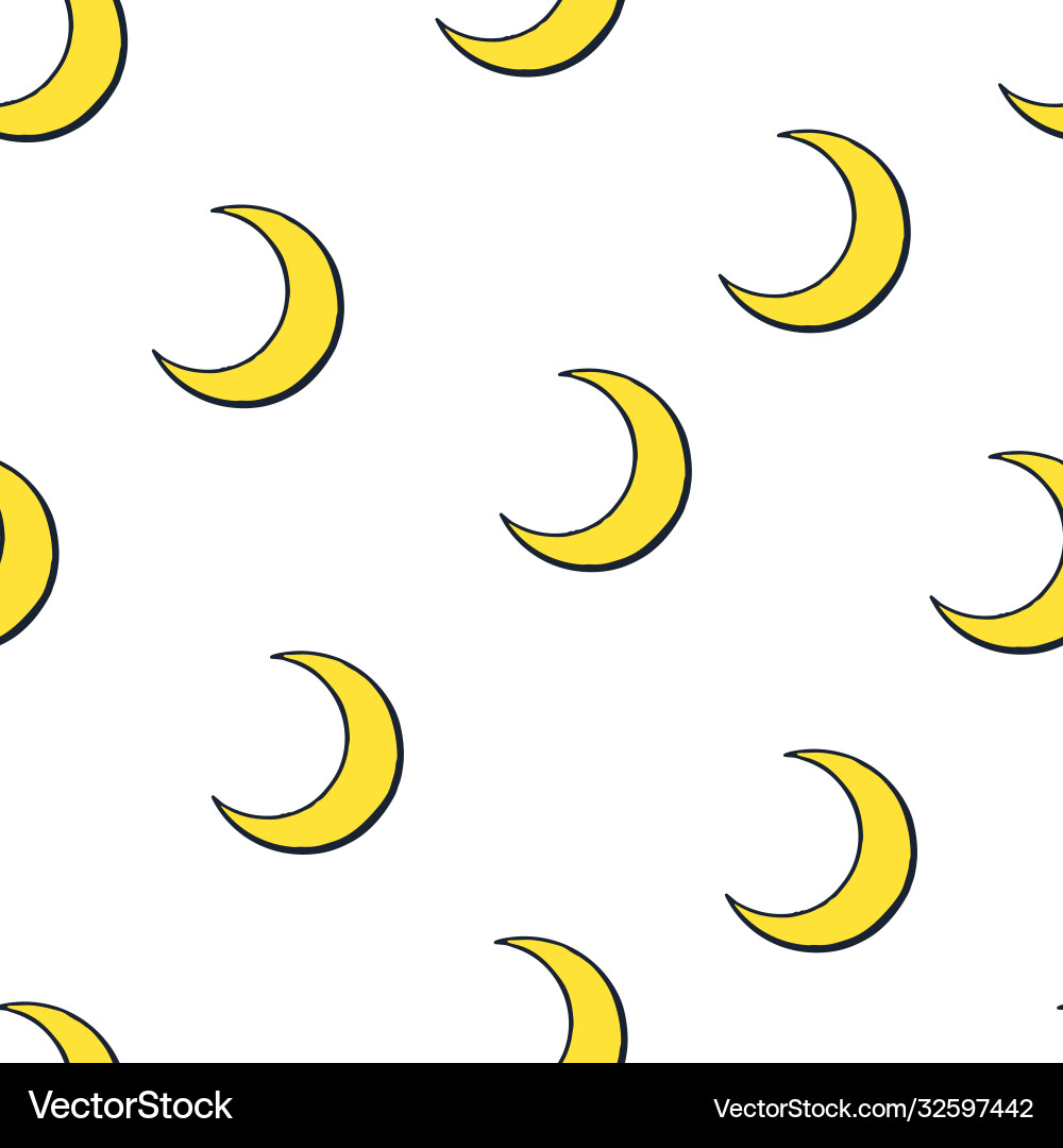 Seamless pattern with cute yellow crescent Vector Image