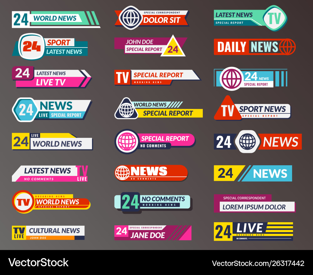 Tv title broadcasting banner graphic interfaces Vector Image