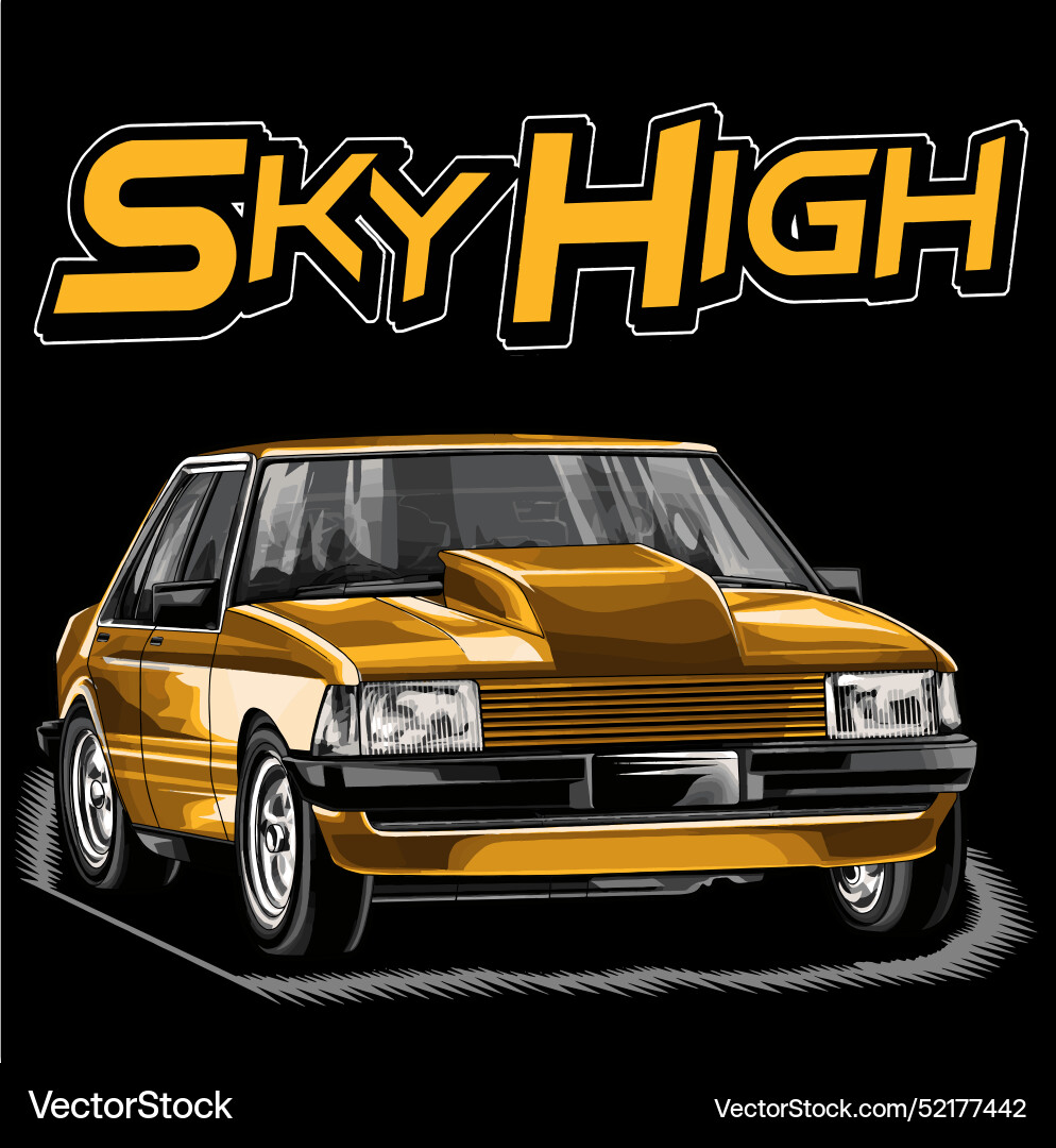 Yellow drag racing car with black strip Royalty Free Vector