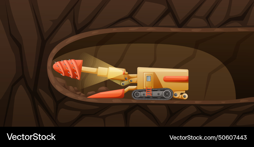 Boring machine mine composition Royalty Free Vector Image