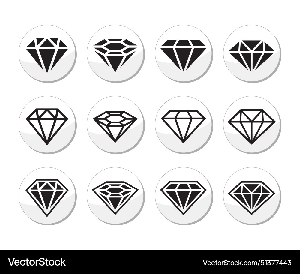 Diamond icon set or line and flat Royalty Free Vector Image