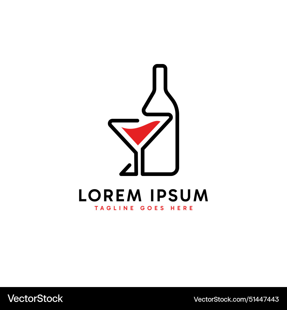 Drinks in glasses combined with bottles logo Vector Image