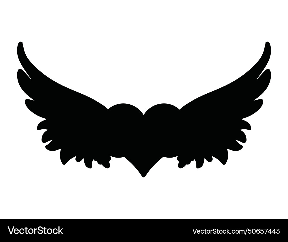Heart wings silhouette art Royalty Free Vector Image