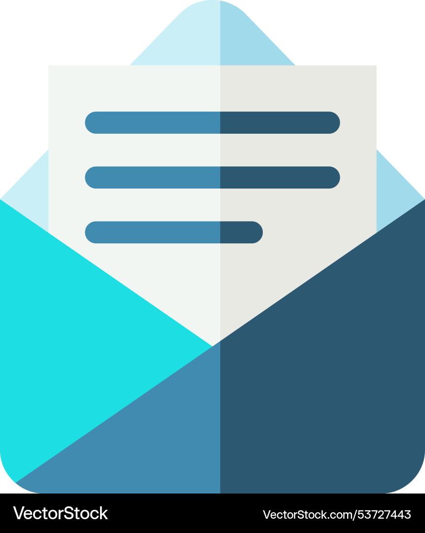 Letter color icon open envelope flat symbol Vector Image
