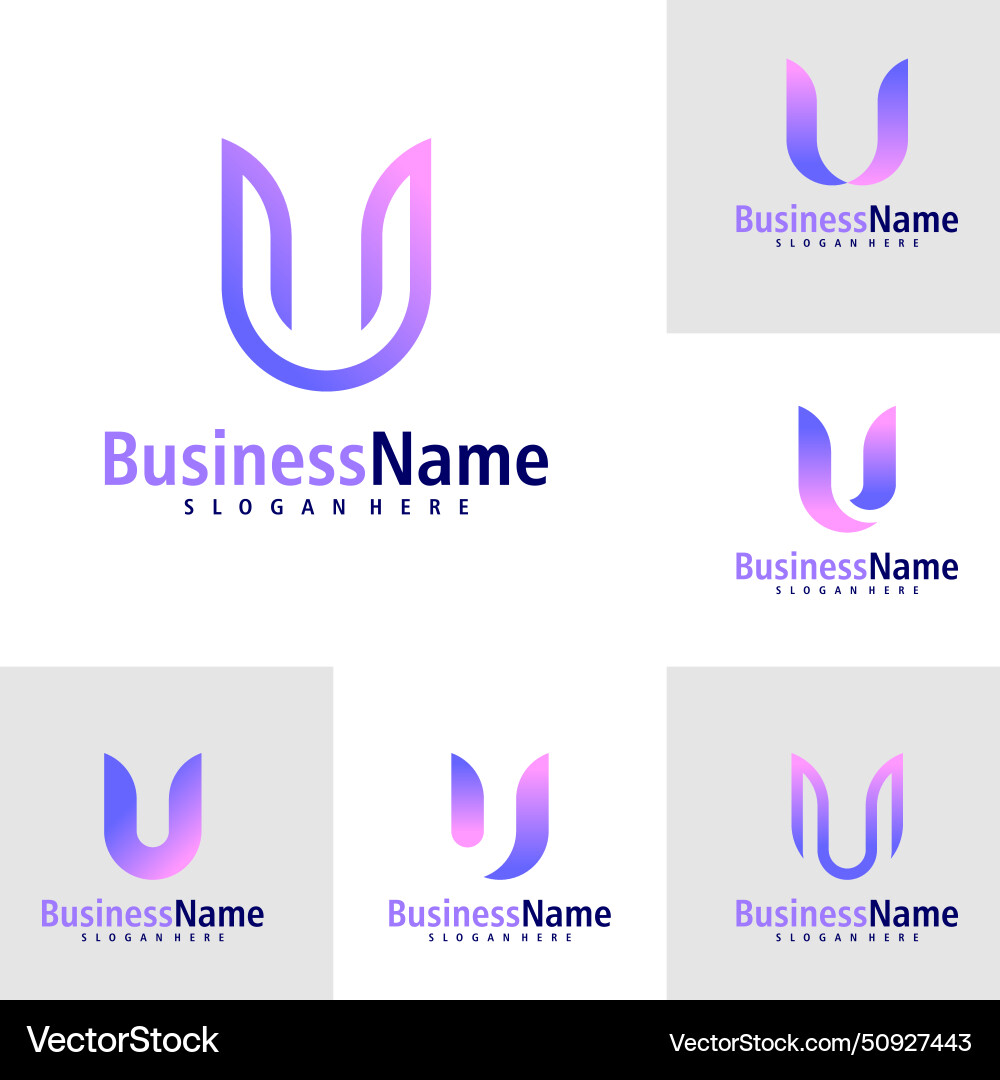 Set of letter u logo design creative initial Vector Image
