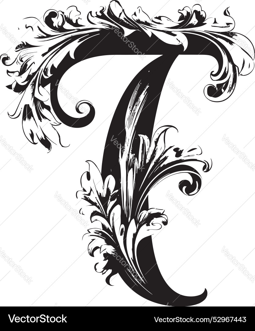 Titanic elegance powerful font t decor tune Vector Image