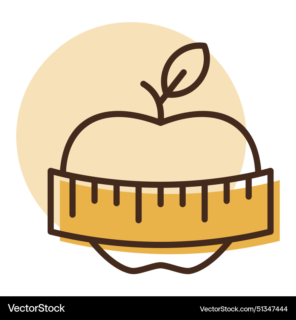Apple with measuring tape icon Royalty Free Vector Image