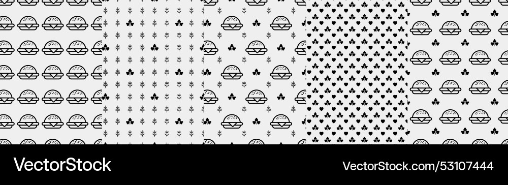 Burger seamless pattern hamburger motif fast food Vector Image