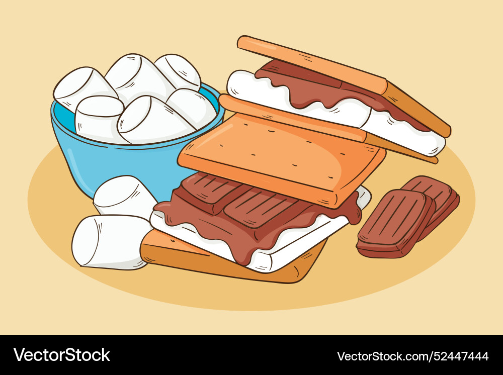 Hand drawn delicious smore Royalty Free Vector Image