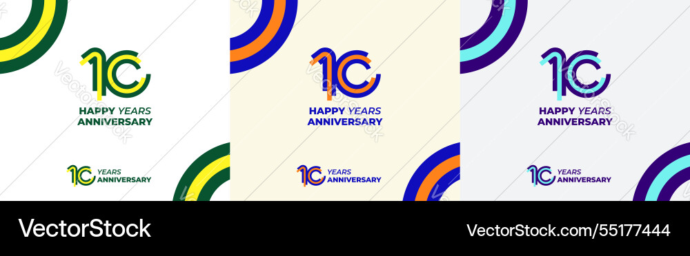Logo years modern line colorful 10th happy Vector Image