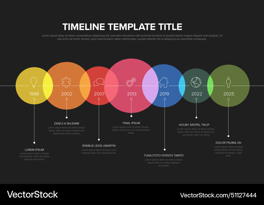 Simple dark overlay timeline graph template with Vector Image