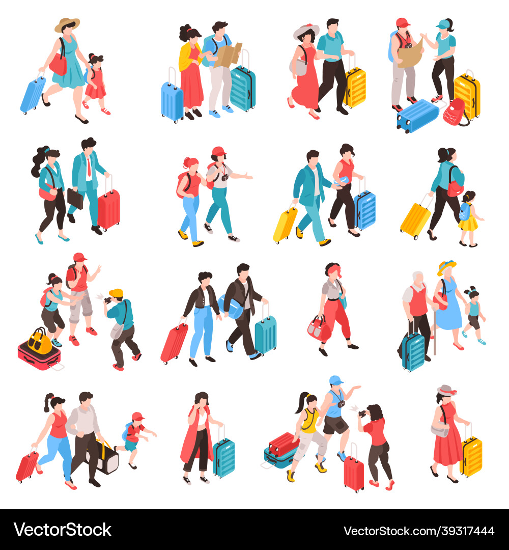 Travel people icon set Royalty Free Vector Image