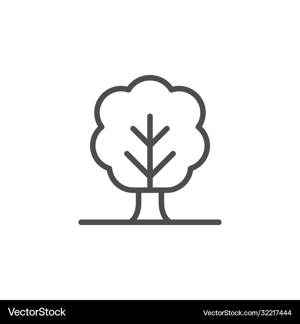 Tree line outline icon and plant sign Royalty Free Vector
