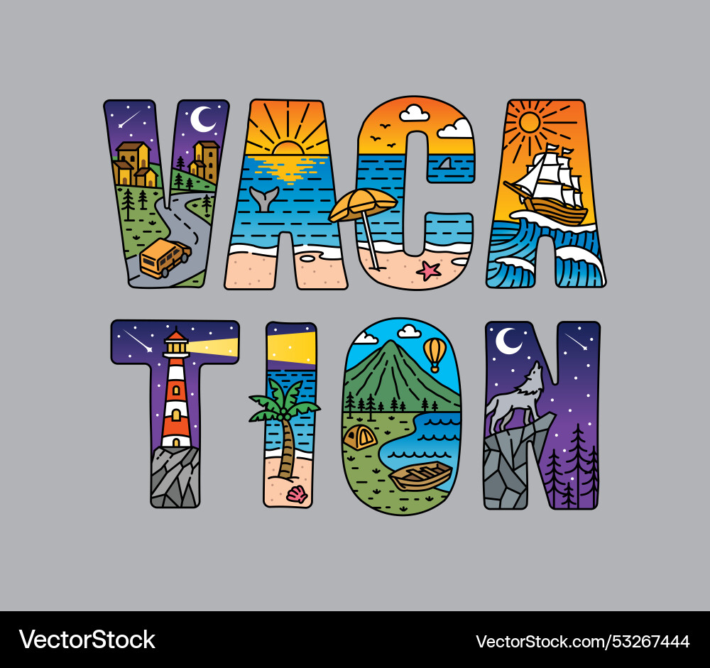 Vacation typography design Royalty Free Vector Image