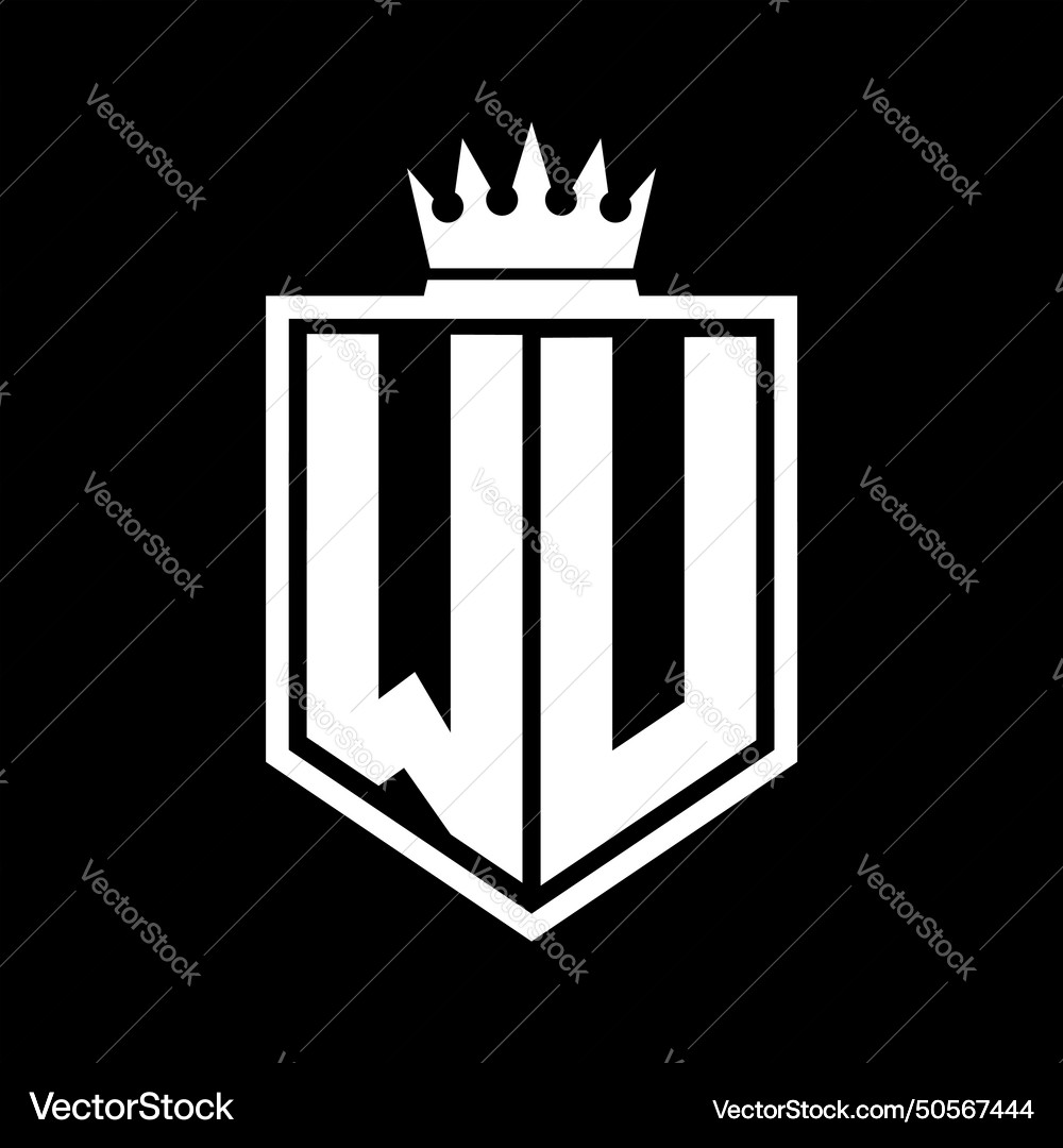 Wu logo monogram bold shield geometric shape Vector Image