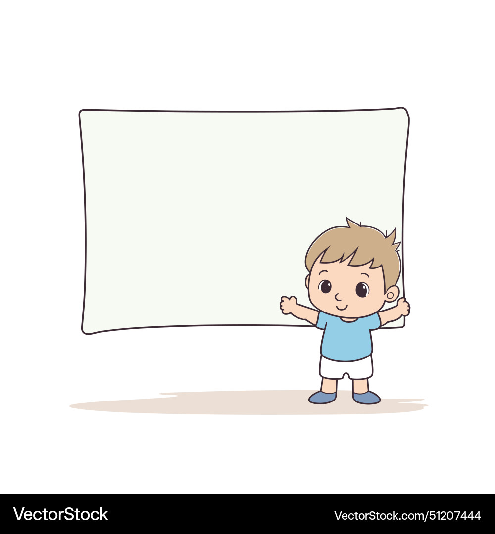 Young boy cartoon character holding large blank Vector Image