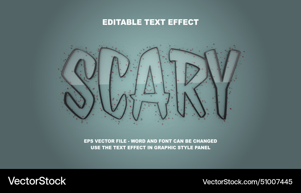 Editable text effect scary 3d template Royalty Free Vector
