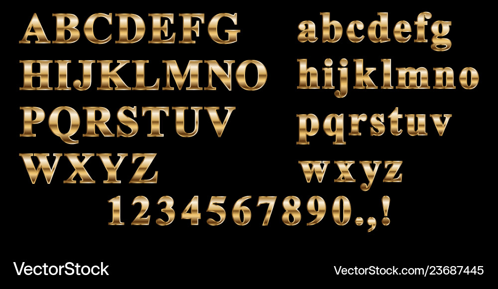 Golden font set Royalty Free Vector Image - VectorStock