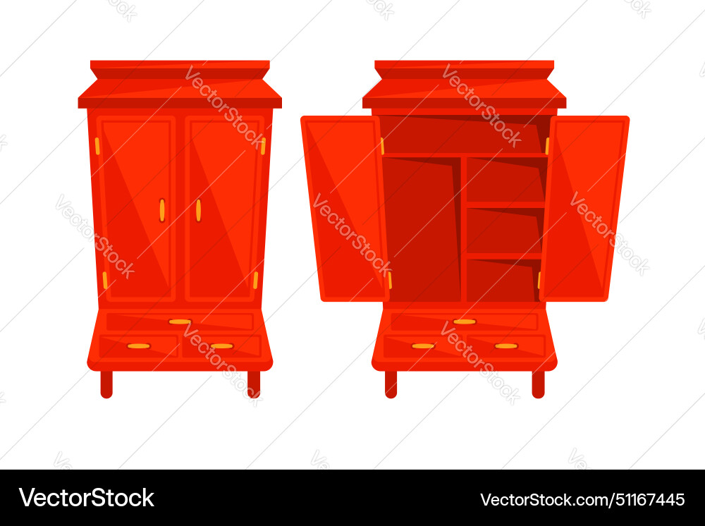 Open and closet wardrobe modern soft furniture Vector Image