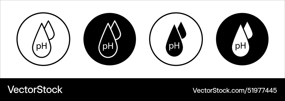 Ph value flat line icon set thin Royalty Free Vector Image