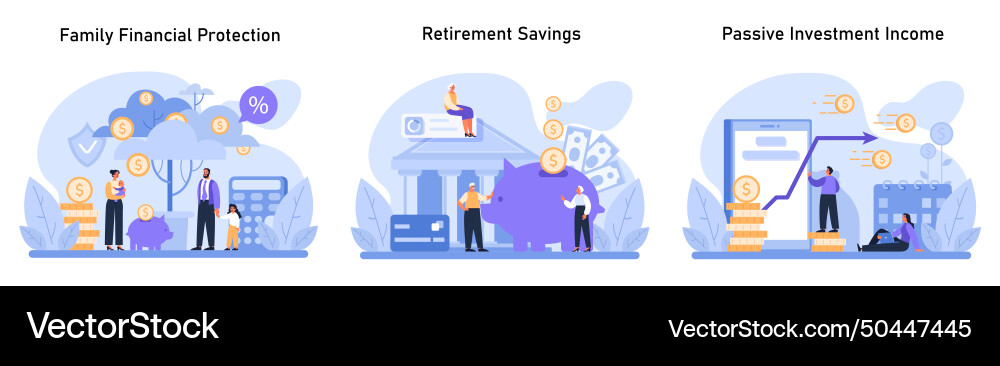 Secure future finances set safeguarding family Vector Image