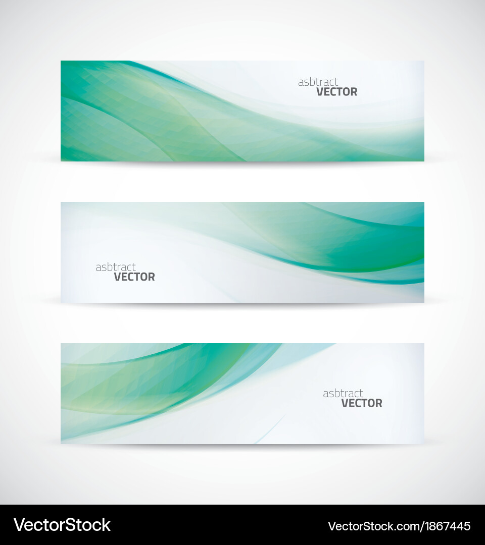 Three abstract green ecology wave banner header Vector Image