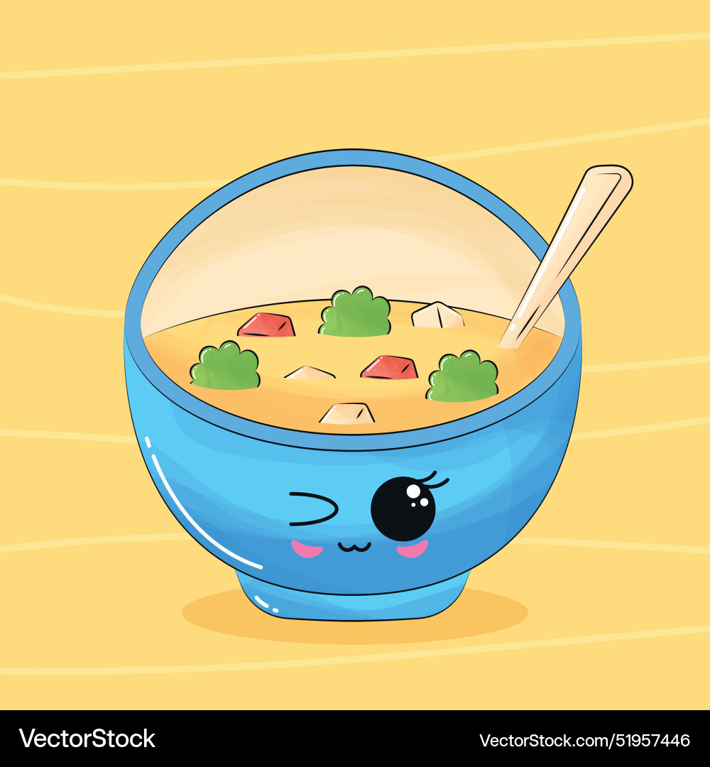 Happy cute bowl cartoon Royalty Free Vector Image