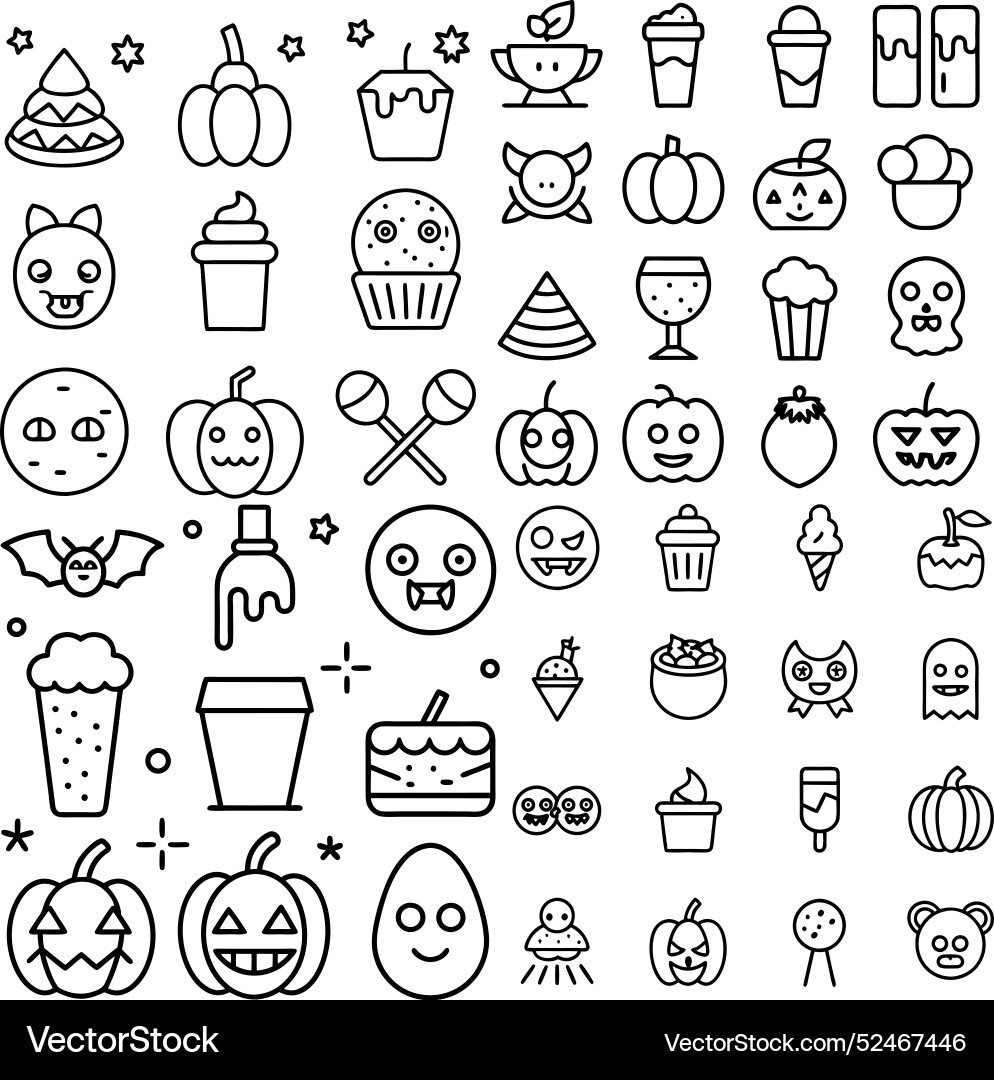 Happy halloween line and outline art Royalty Free Vector