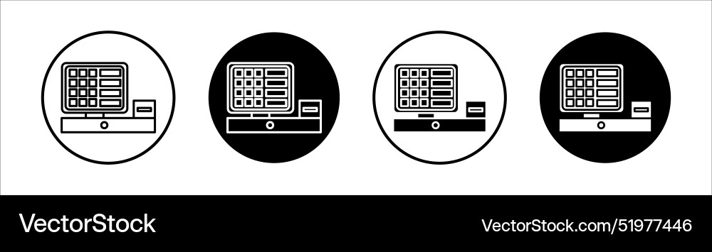 Pos system flat line icon set thin Royalty Free Vector Image