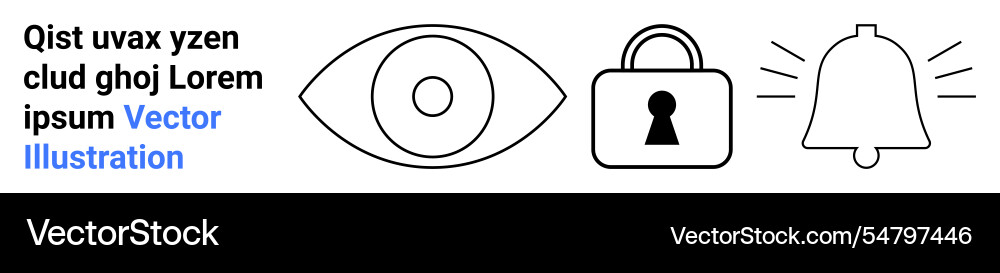 Security and privacy icons eye lock bell Vector Image