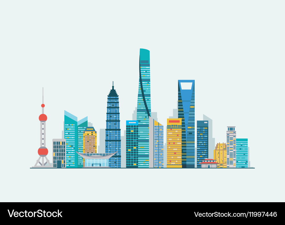 Shanghai abstract skyline Royalty Free Vector Image