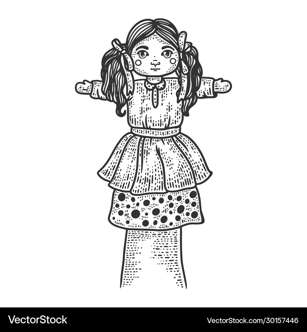 Toy puppet doll on hand sketch Royalty Free Vector Image
