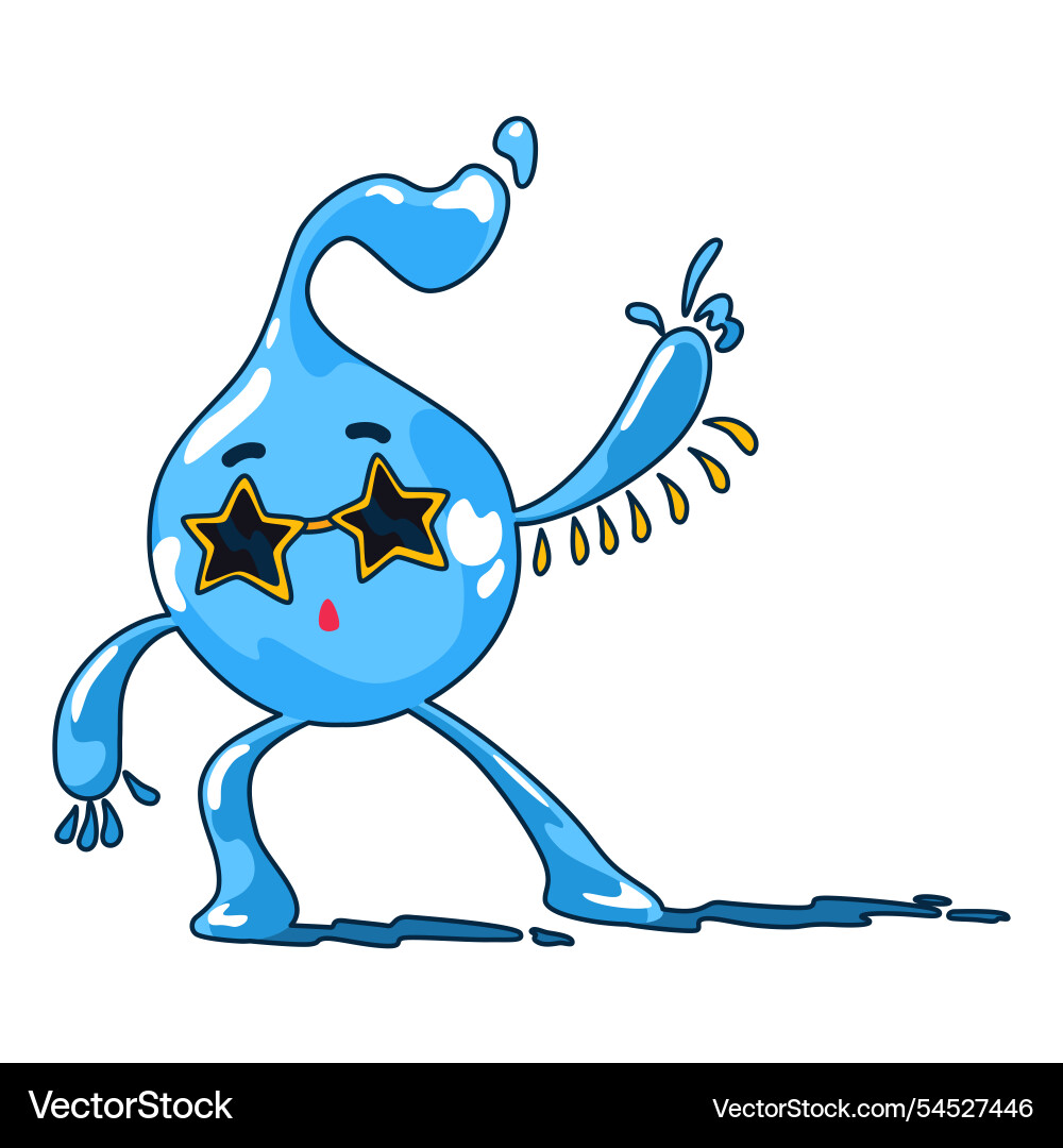 Water drop cartoon character face emotion Vector Image