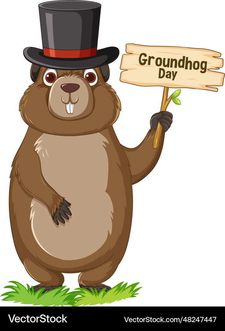 Adorable groundhog cartoon celebrating Royalty Free Vector