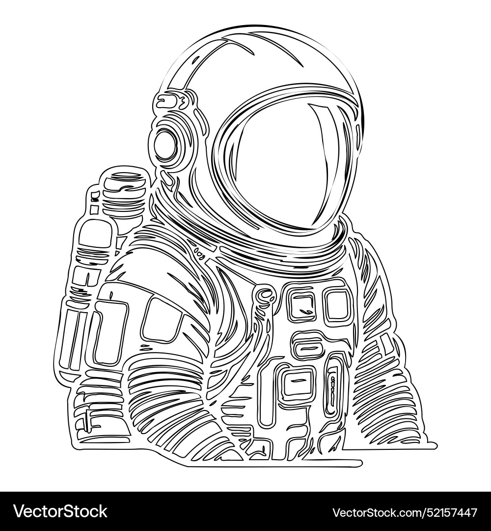 Astronaut outline sketch Royalty Free Vector Image