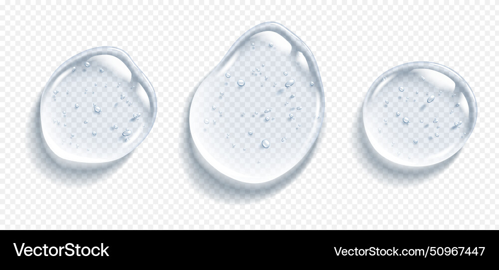 Collagen gel clear drops realistic set Royalty Free Vector