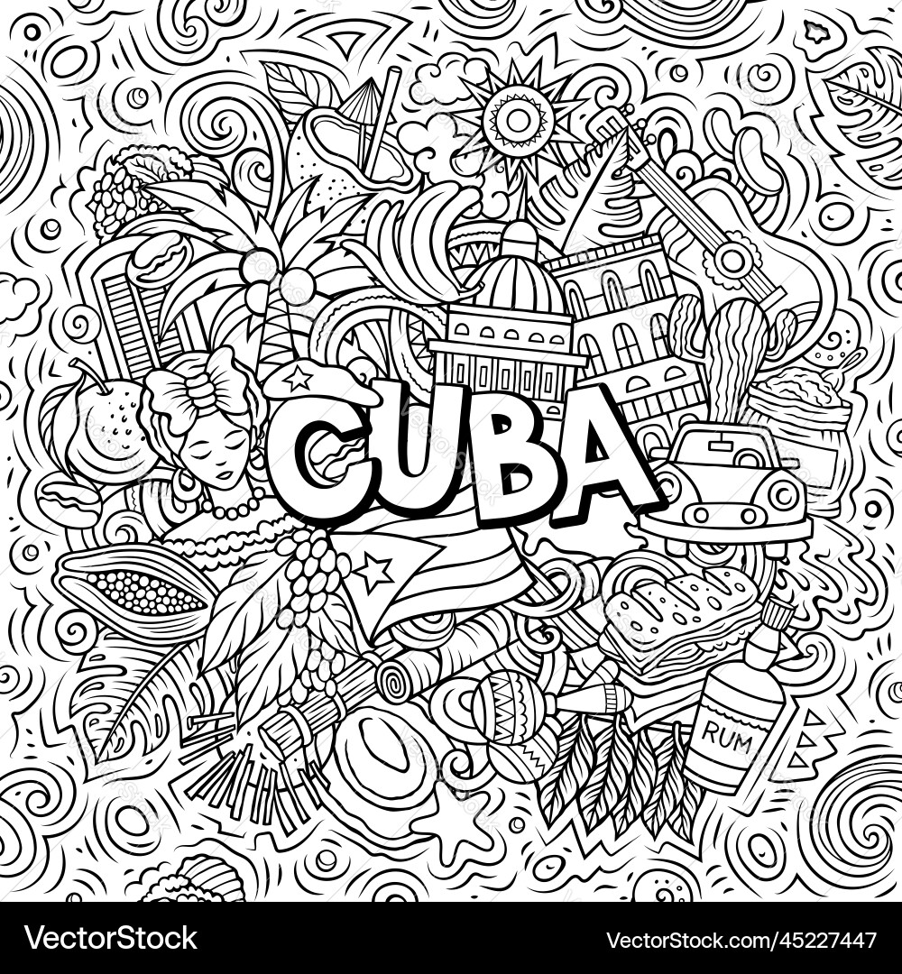 Cuba cartoon doodle funny cuban Royalty Free Vector Image