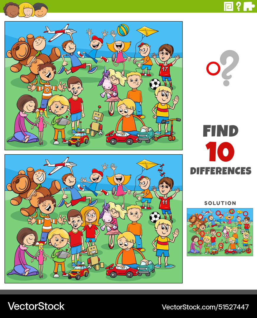 Differences activity with cartoon playful Vector Image