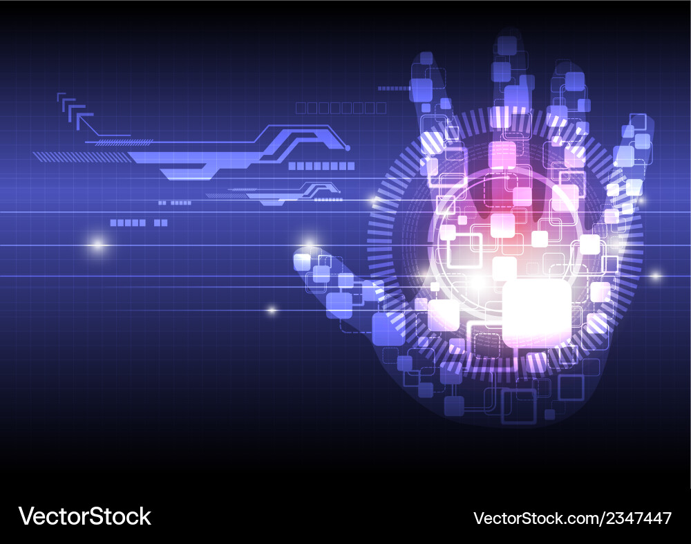 Digital hand technology background Royalty Free Vector Image