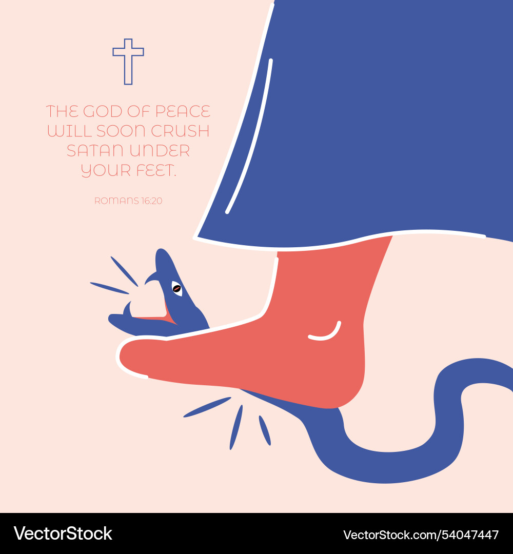 Jesus crushes the snake with feet Royalty Free Vector Image