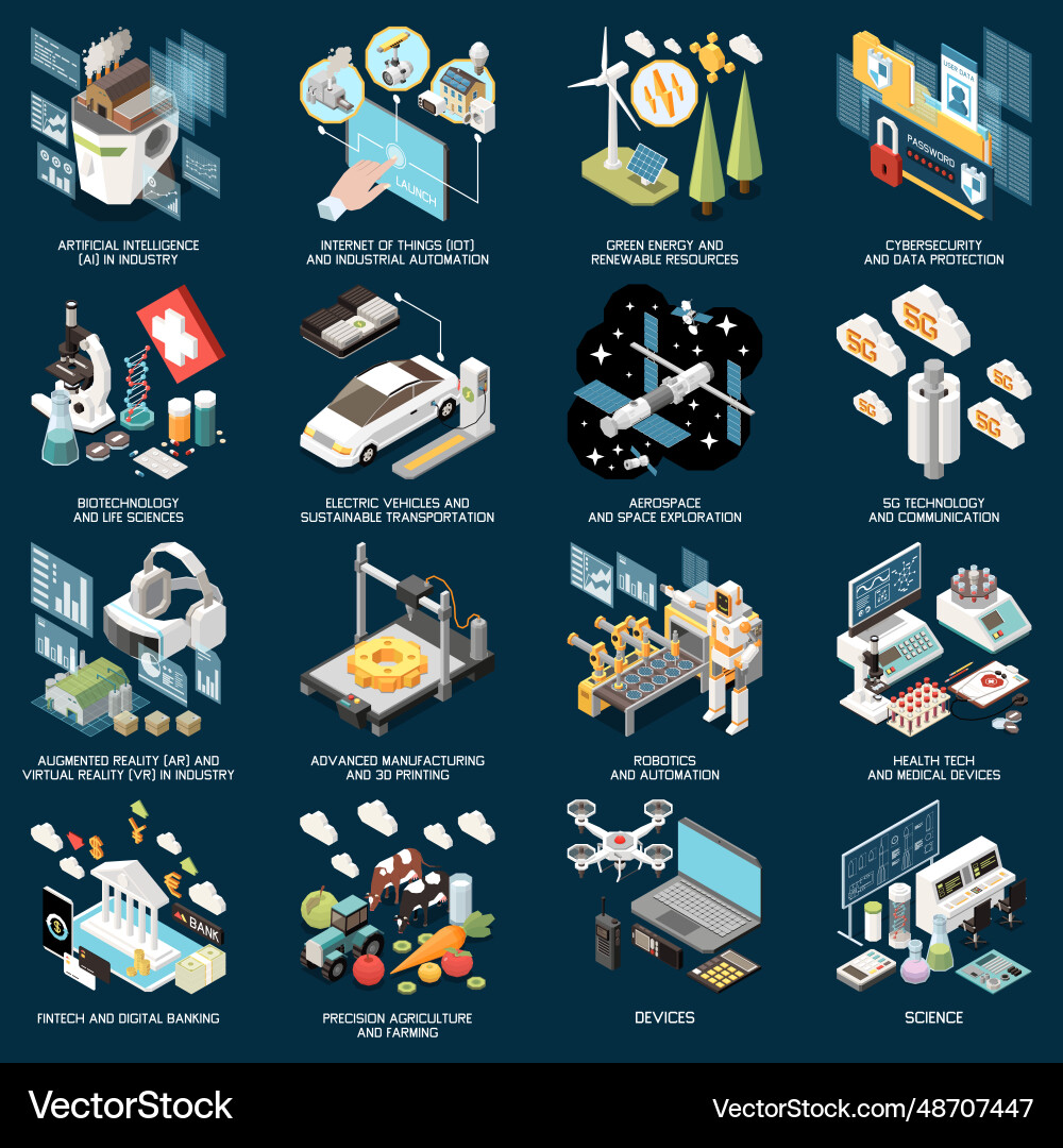 Modern industry set Royalty Free Vector Image - VectorStock