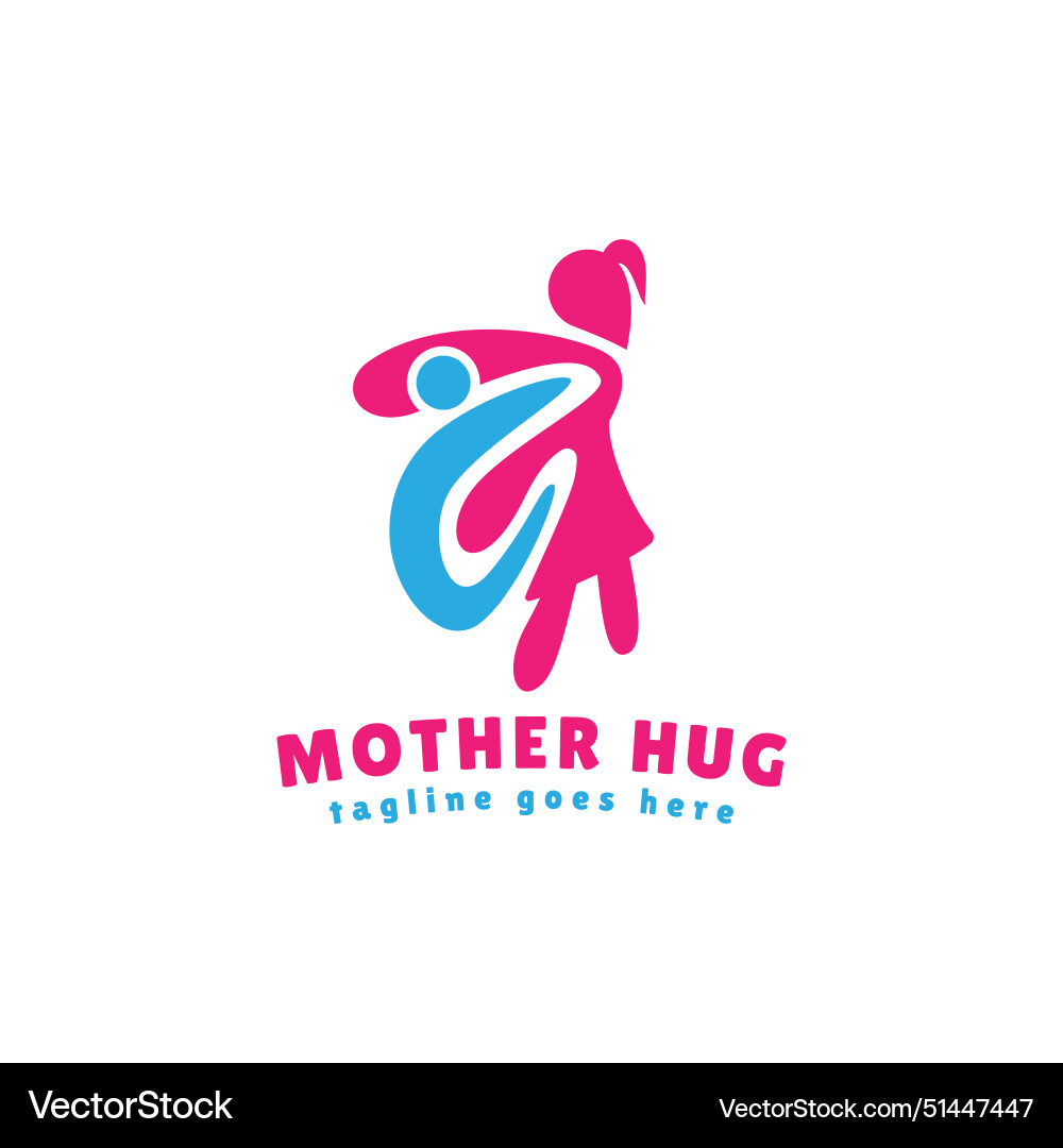 Mother hugging her child logo design Royalty Free Vector