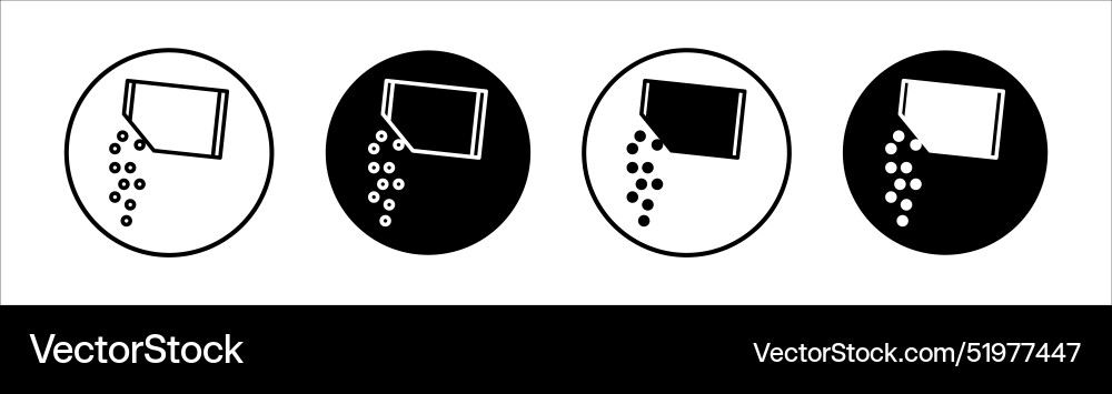 Packet soluble powder flat line icon set Vector Image