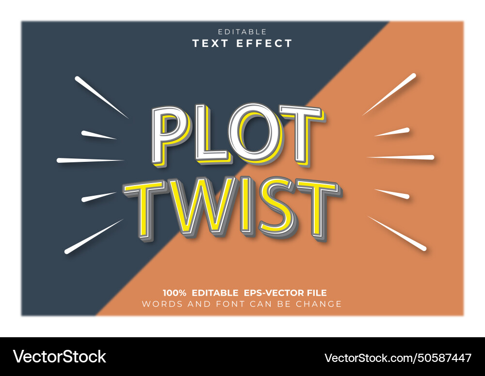Plot twist editable text effect 3d cartoon style Vector Image