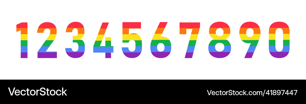 Rainbow Number Set - Pride Flags Royalty Free Vector Image