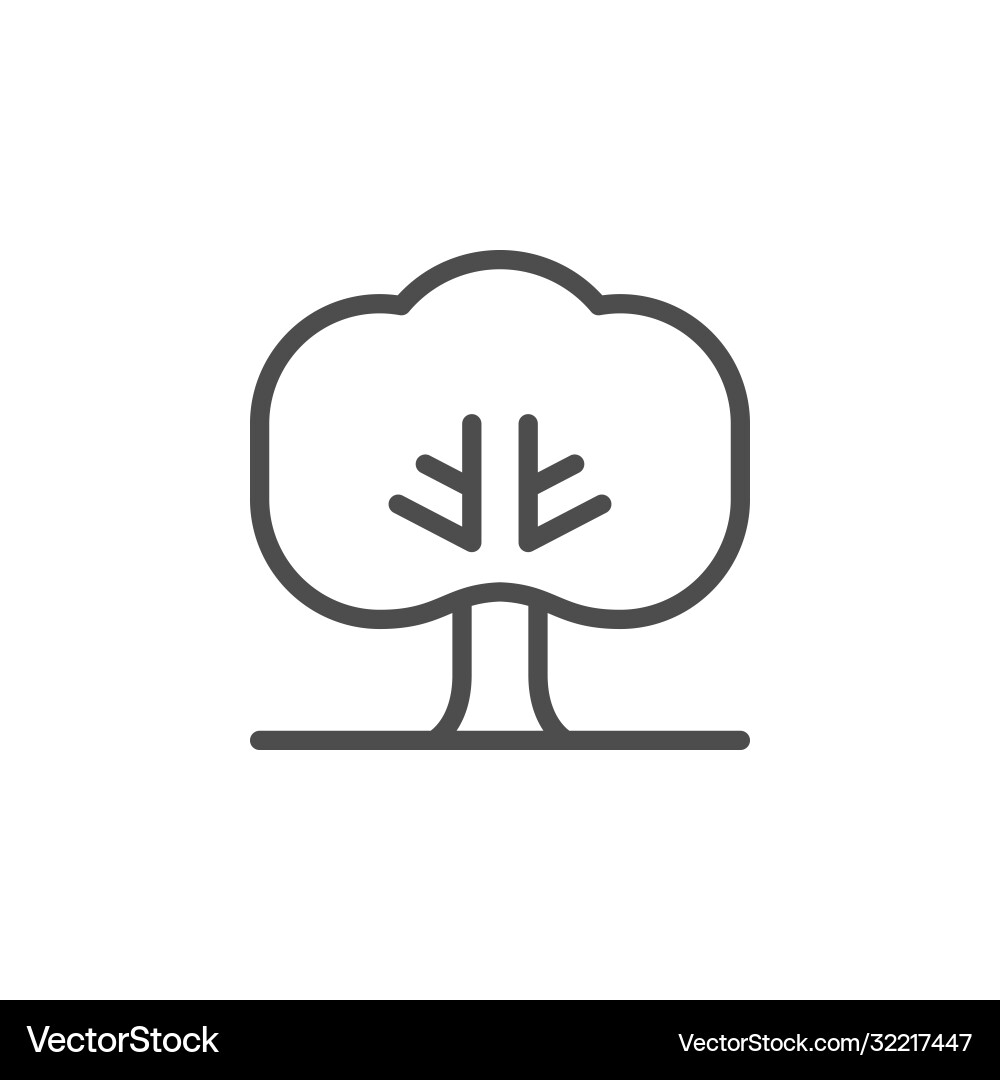 Tree line outline icon and plant sign Royalty Free Vector