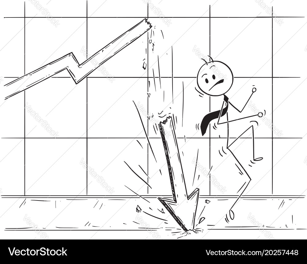 Cartoon of profit chart graph arrow falling down Vector Image