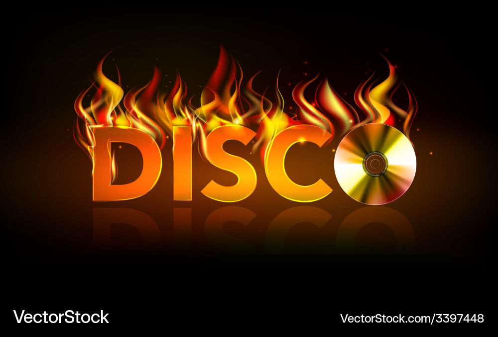 Disco fire background disck or record Royalty Free Vector