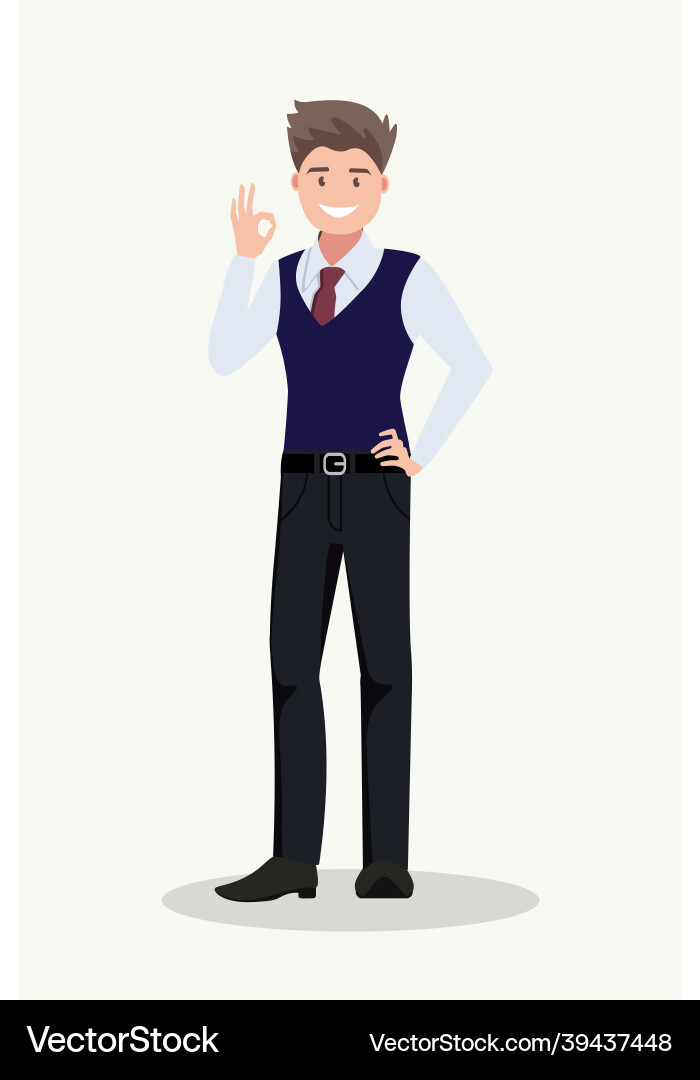 Happy man points out something presentation Vector Image