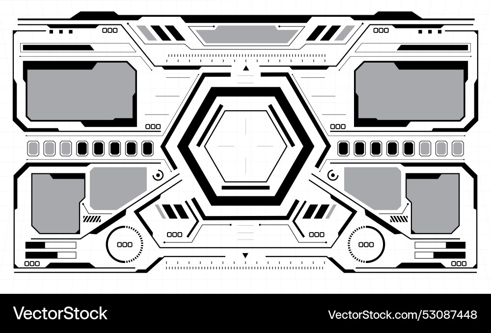 Hud white sci-fi interface screen view grey Vector Image